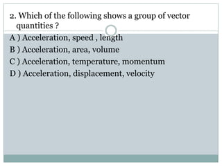 Scalar and vector quantities | PPTX | Physics | Science