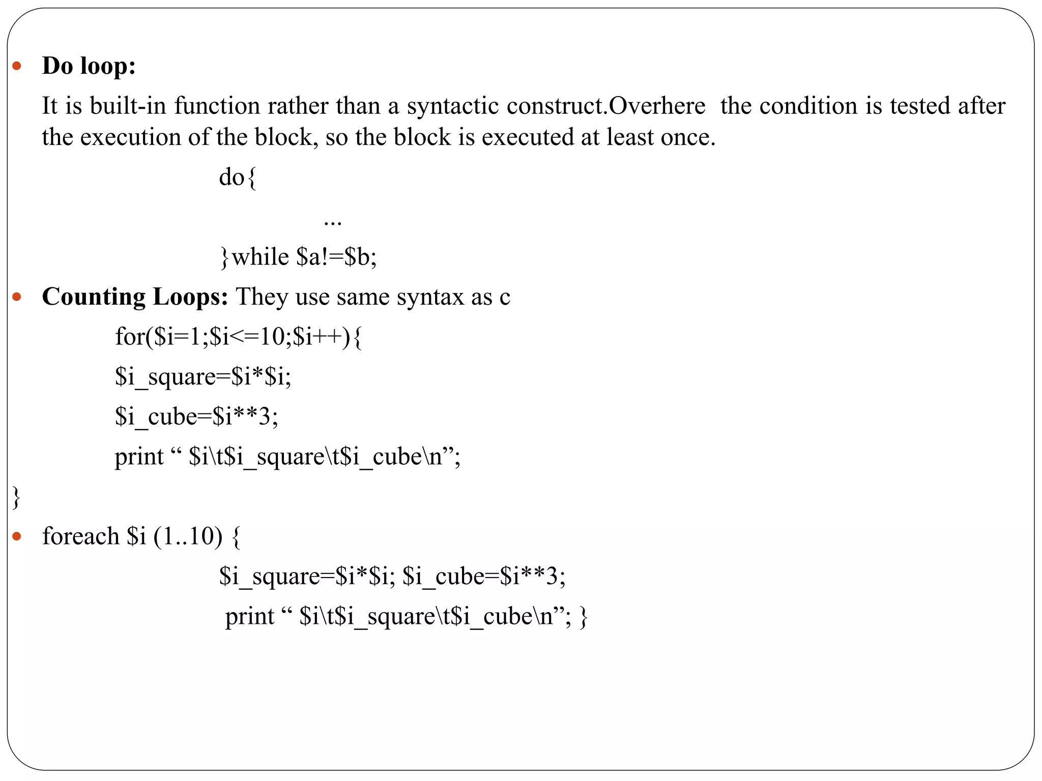 Scalar Expressions And Control Structures In Perl Ppt