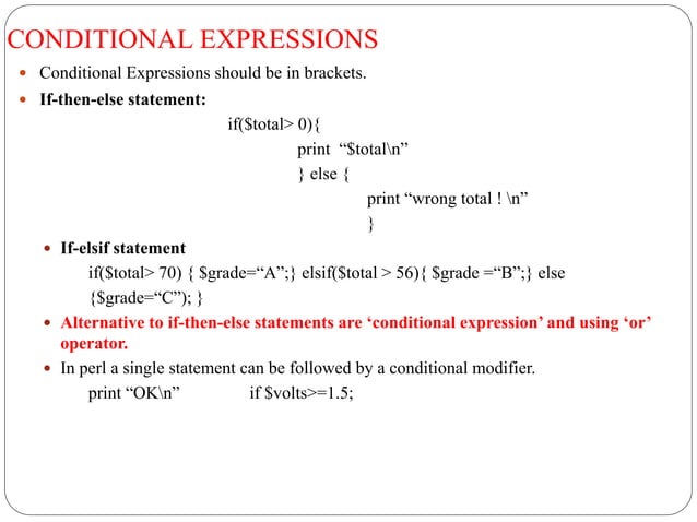 Scalar expressions and control structures in perl | PPTX