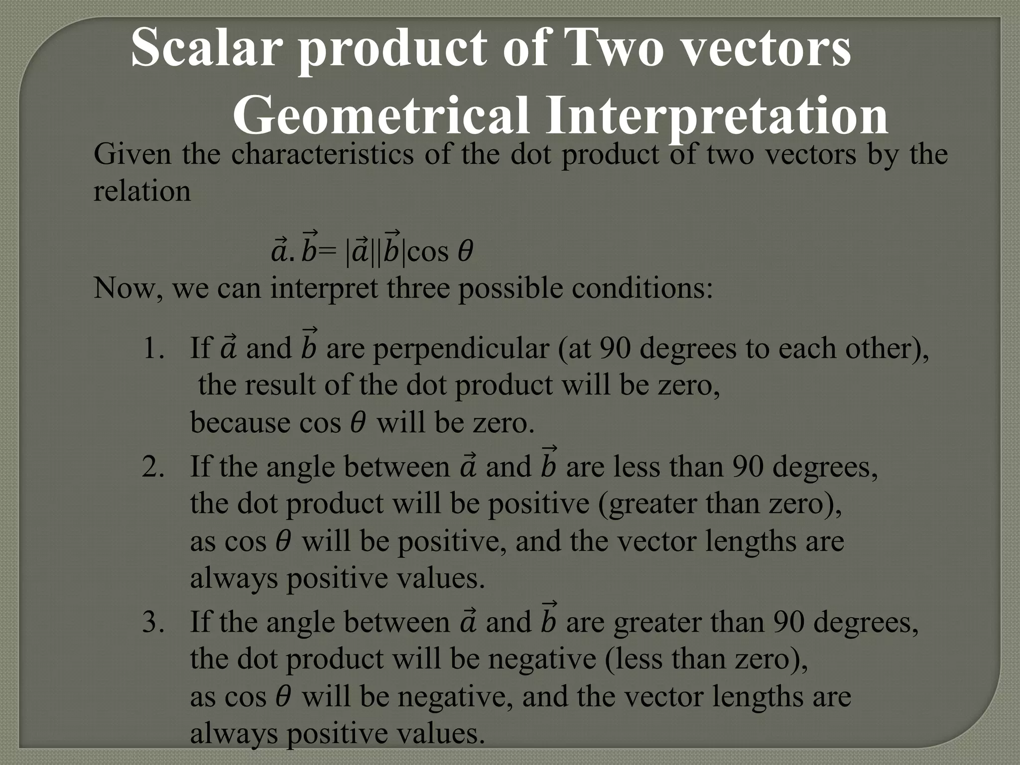 Scalar product of vectors | PPTX