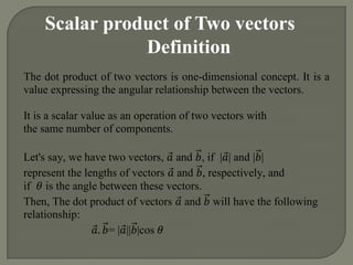 Scalar product of vectors | PPTX