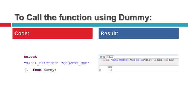Scalar user defined function in sap hana | PPT