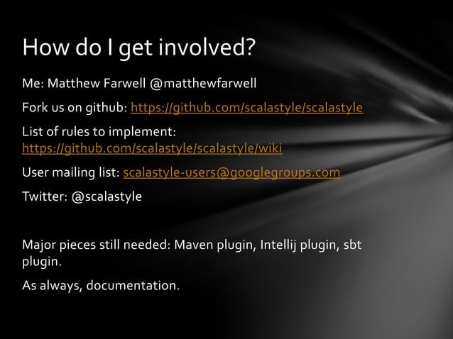 Coding With Style The Scalastyle Style Checker Ppt