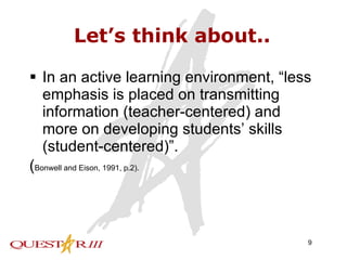 Student Centered Active Learning Environment | PPT