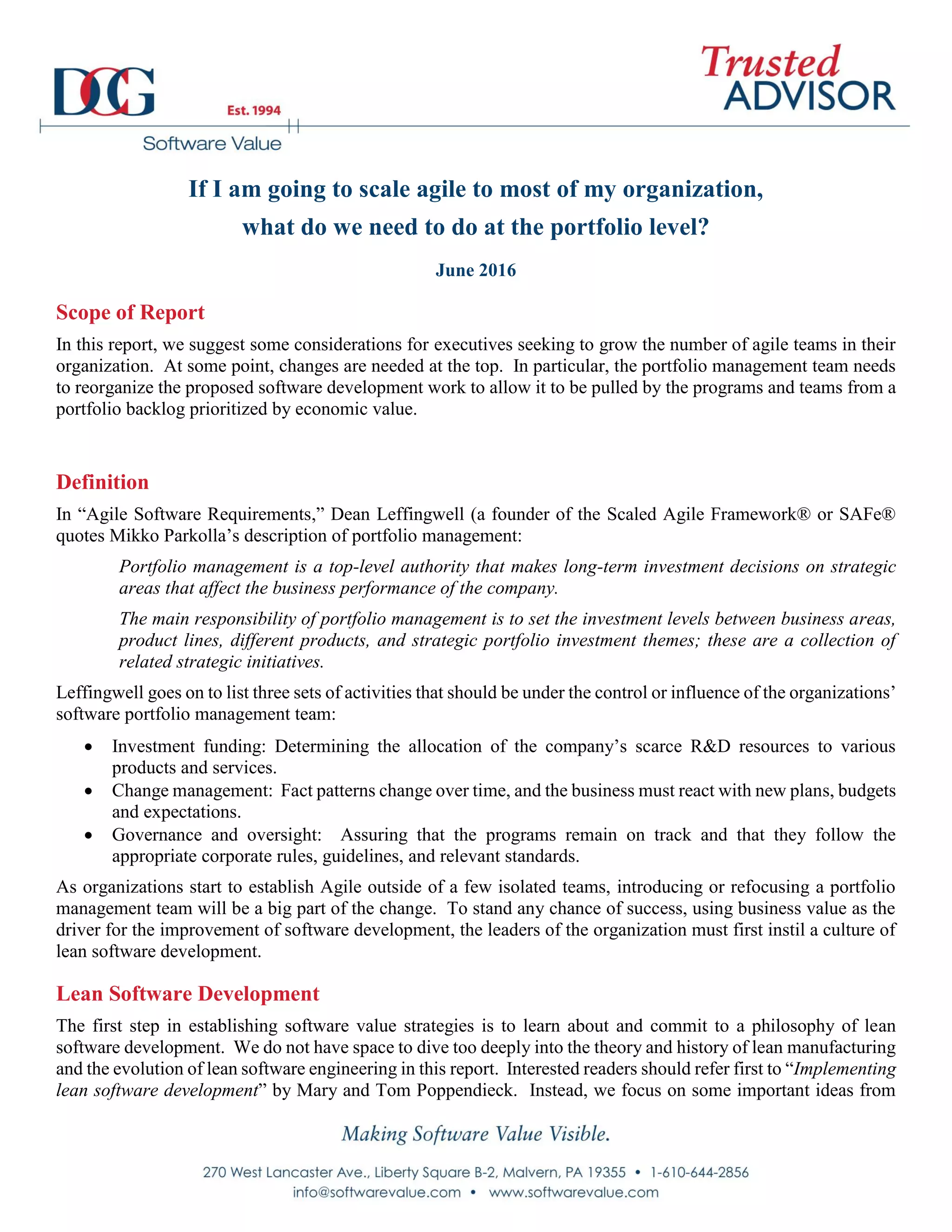 If I am going to scale agile to most of my organization, what do we ...