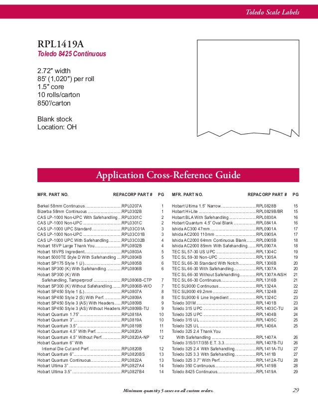 REPACORP: Scale Labels Catalog