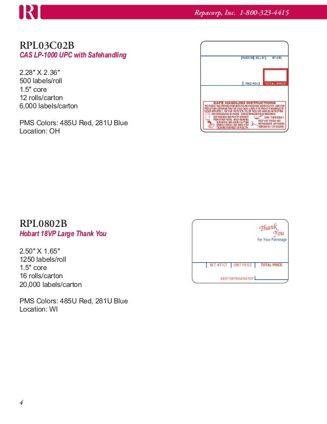 REPACORP: Scale Labels Catalog