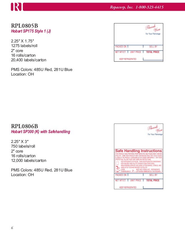 REPACORP: Scale Labels Catalog