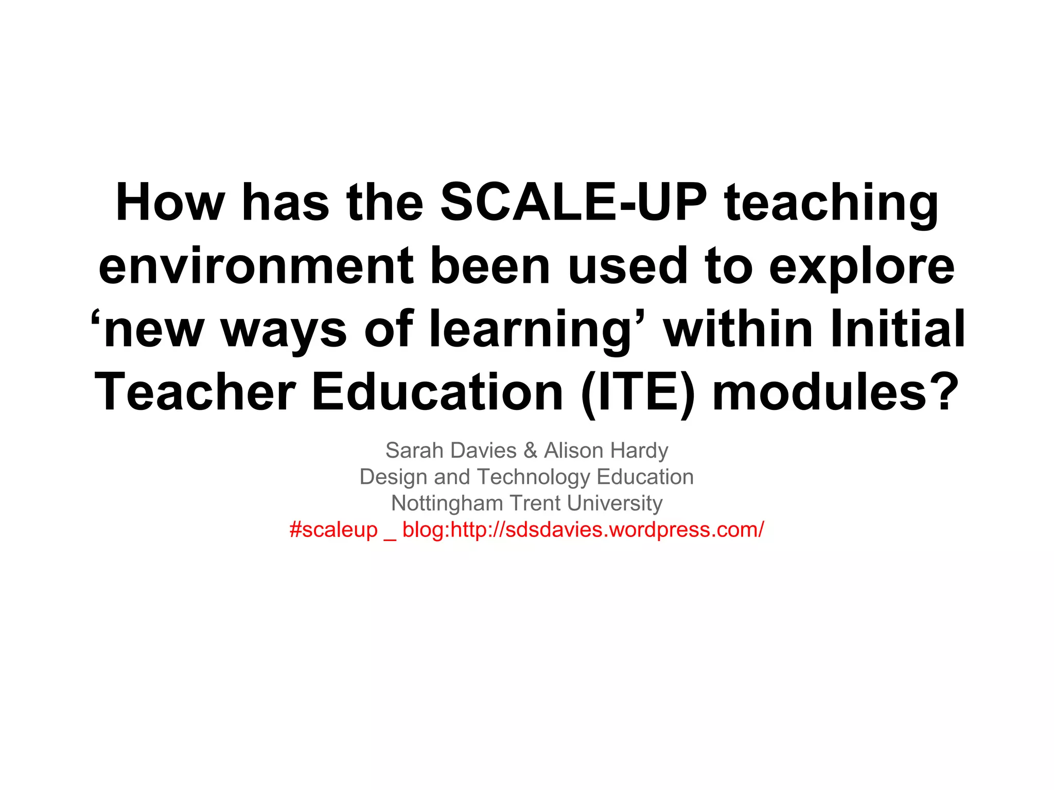 SCALE-UP 'new ways of learning' | PPTX