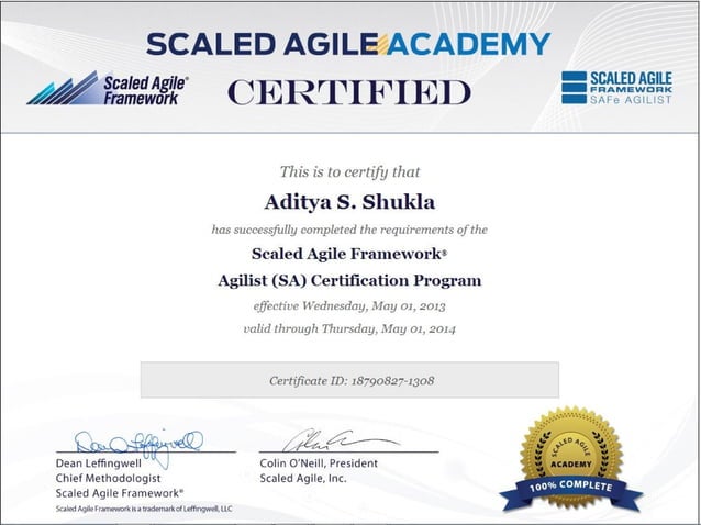 Scaled Agile Framework Agilist (SAFe Agilist) | PDF