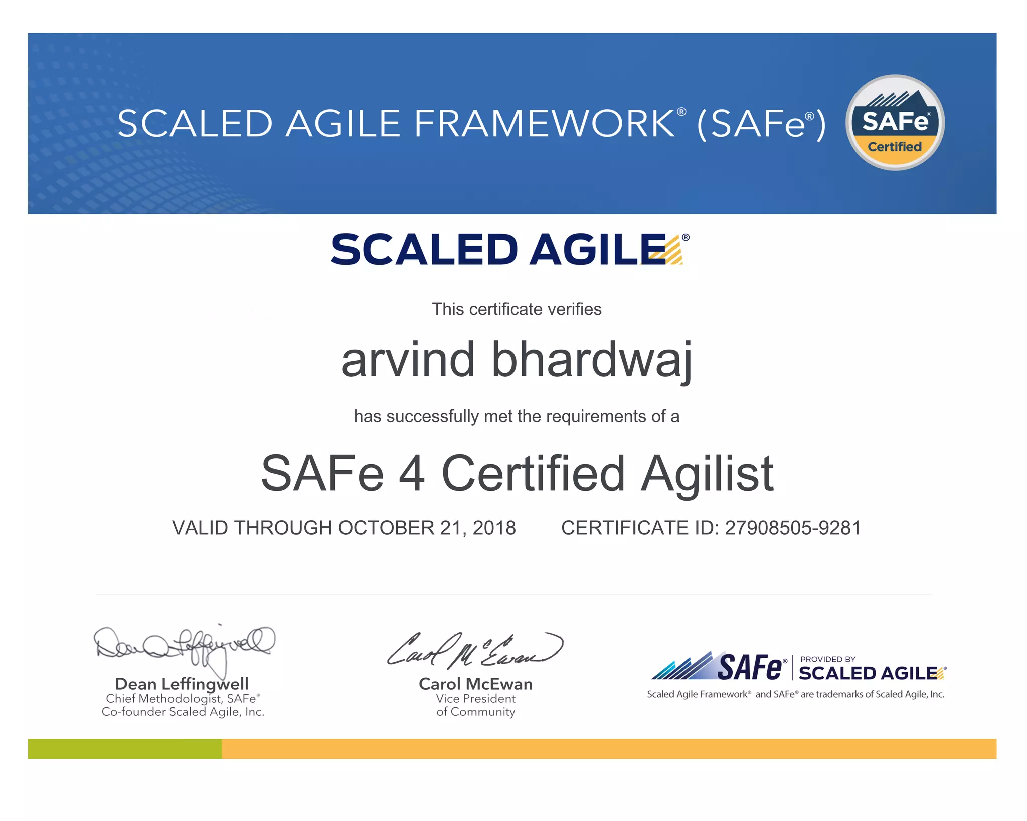 Scaled Agile Safe 4 Certified Agilist Ppt