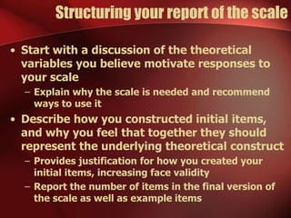 Scale development -- reporting | PPT