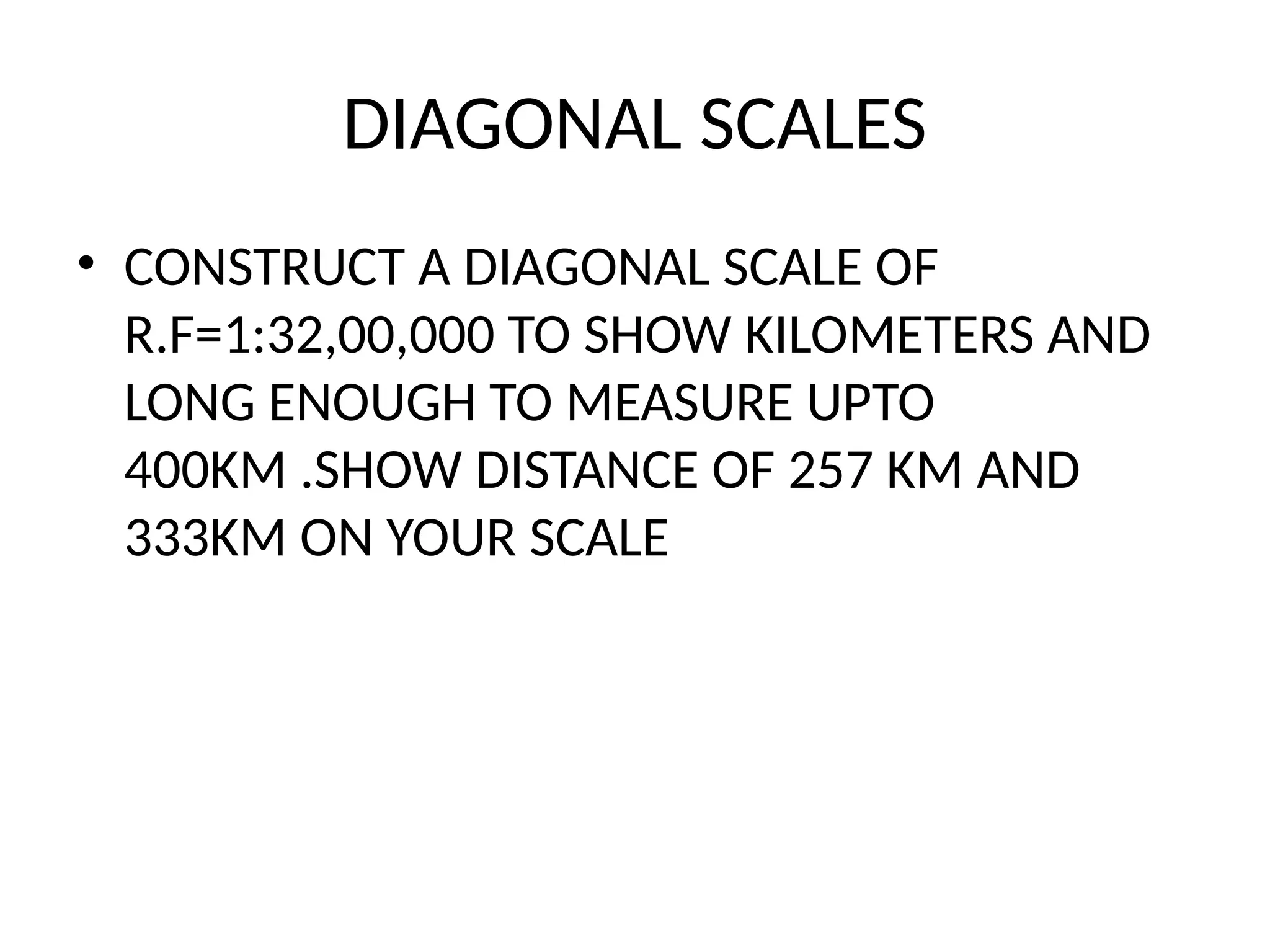 Q.Construct a plain scale to show meters when 1 centimeter represents 4 ...