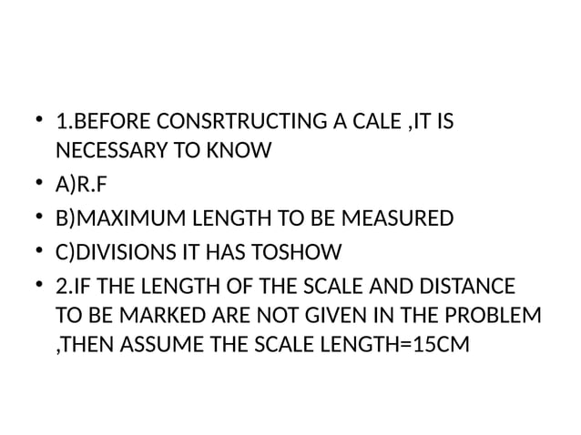 Q.Construct a plain scale to show meters when 1 centimeter represents 4 ...