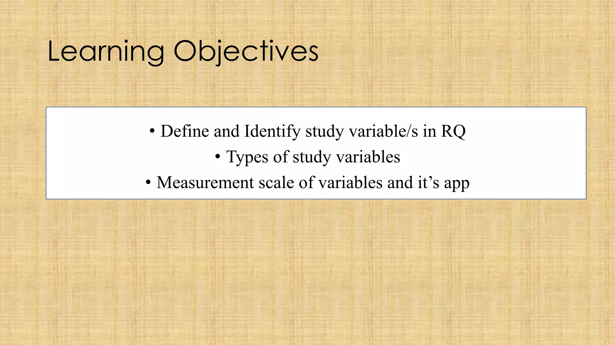 Research Variables and Statistical Measurement Scales | PDF