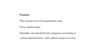 SCALES OF MEASUREMENT ( statistical analysis) | PPTX