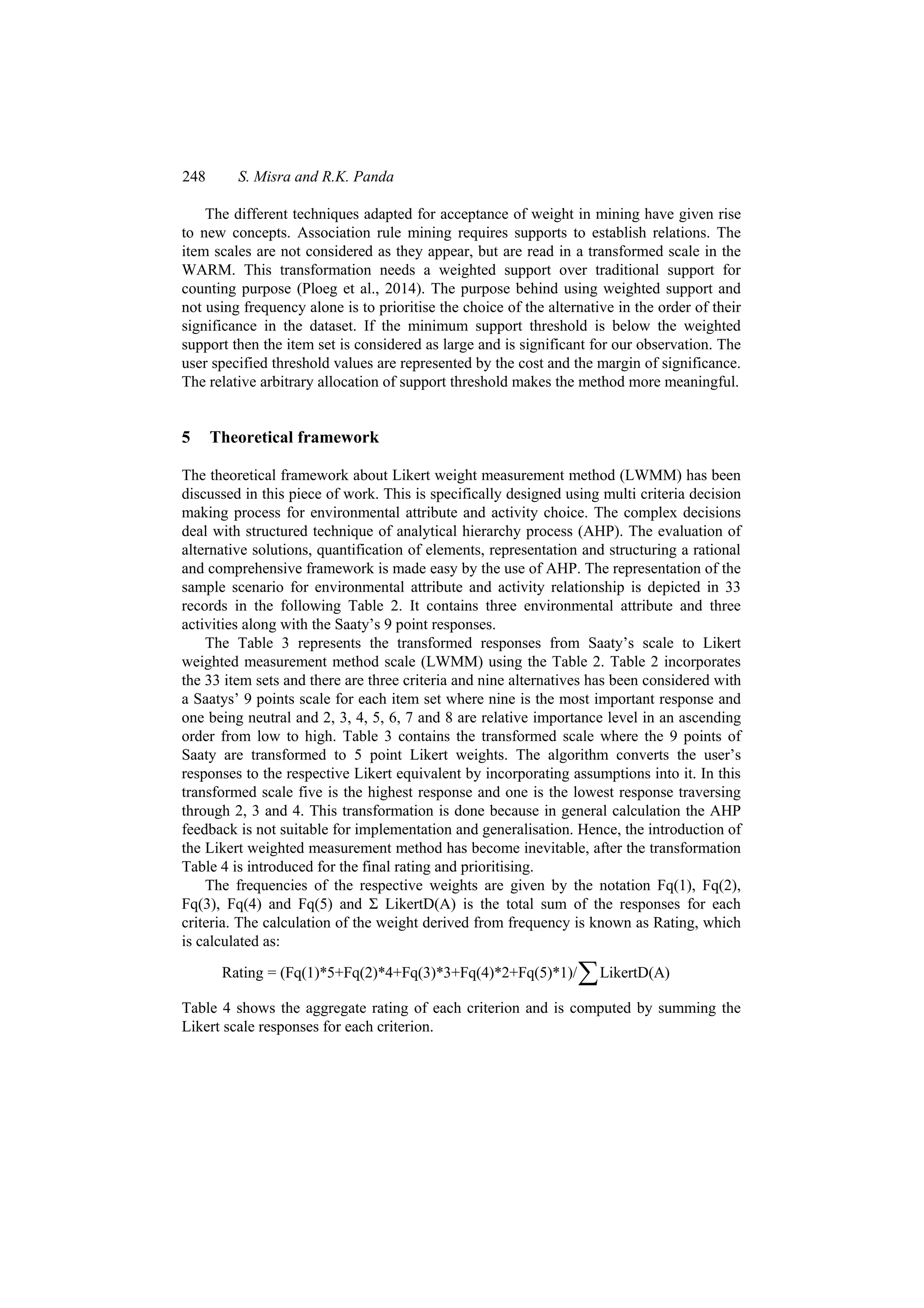 Scale transformation of analytical hierarchy process to likert weighted measurement method an ...