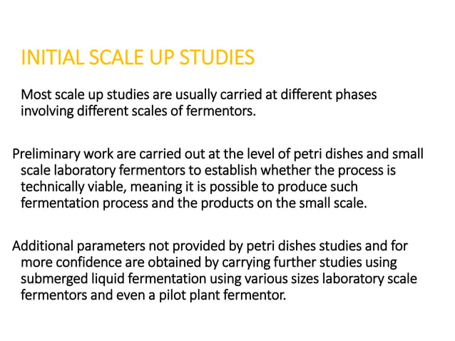 Fermentation -- Scale up Technology | PPTX | Chemistry | Science