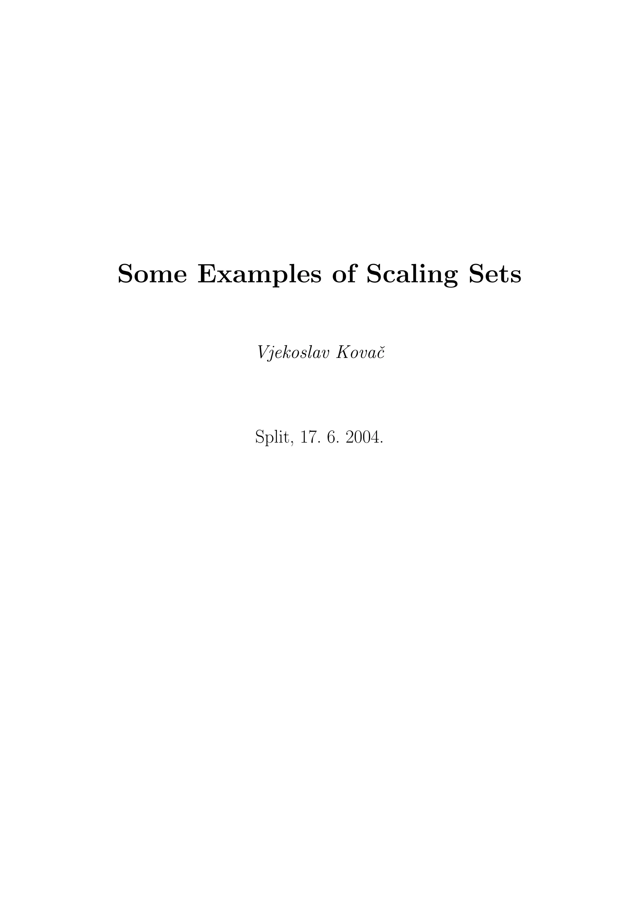 Some Examples of Scaling Sets | PDF