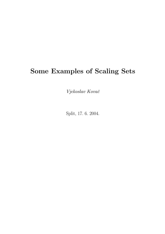 Some Examples of Scaling Sets | PDF