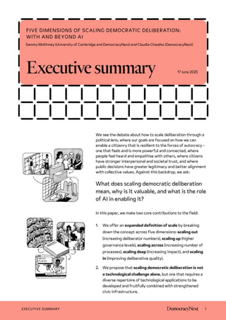 Scaling Democratic Deliberation, Democracy Next | PDF