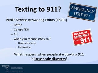 Scaling 911 messaging for emergency operation centers during large ...