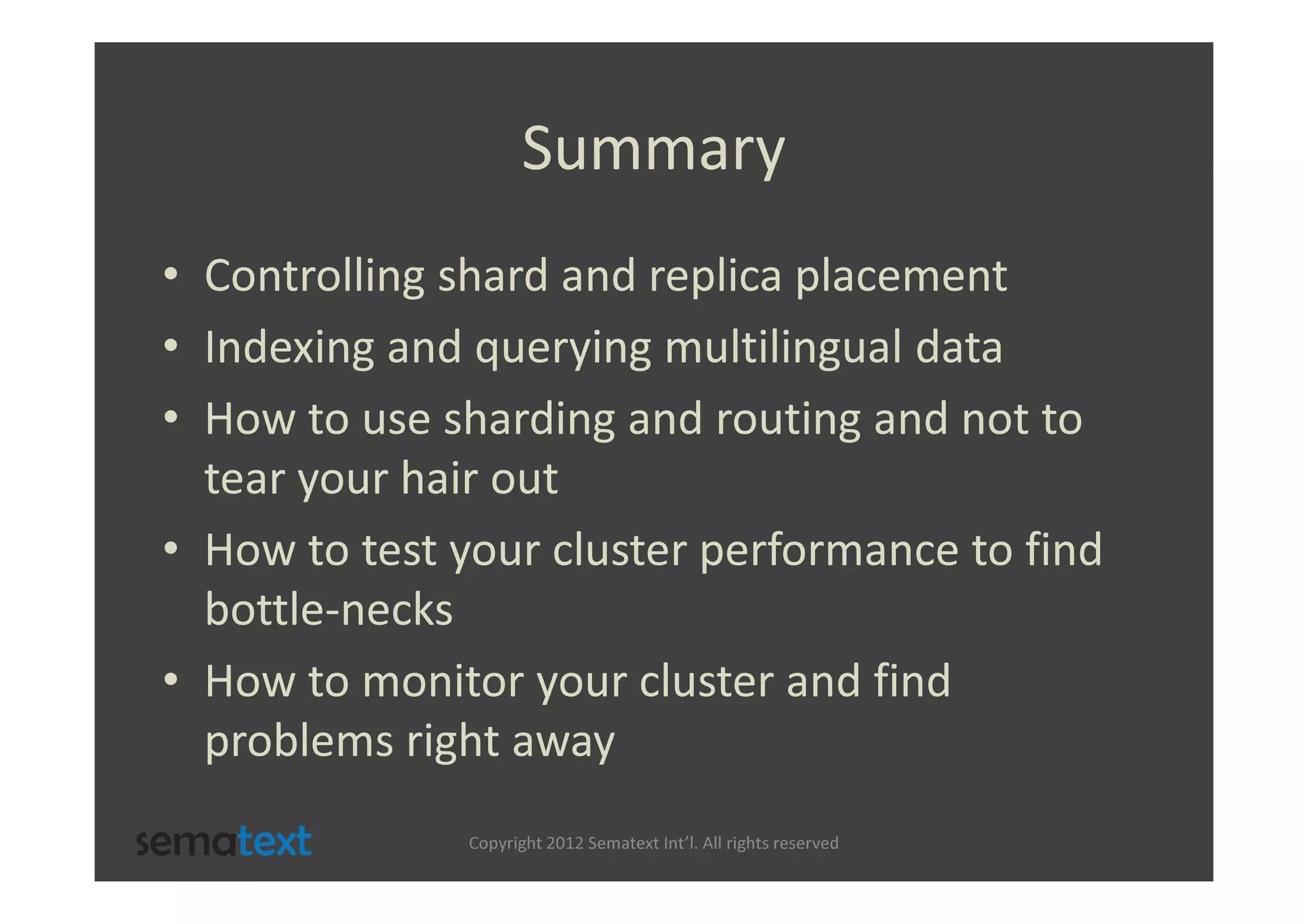 Scaling massive elastic search clusters - Rafał Kuć - Sematext | PPT