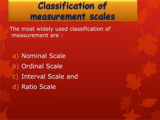 Scaling & Measurement, Classification, and Types | PPTX