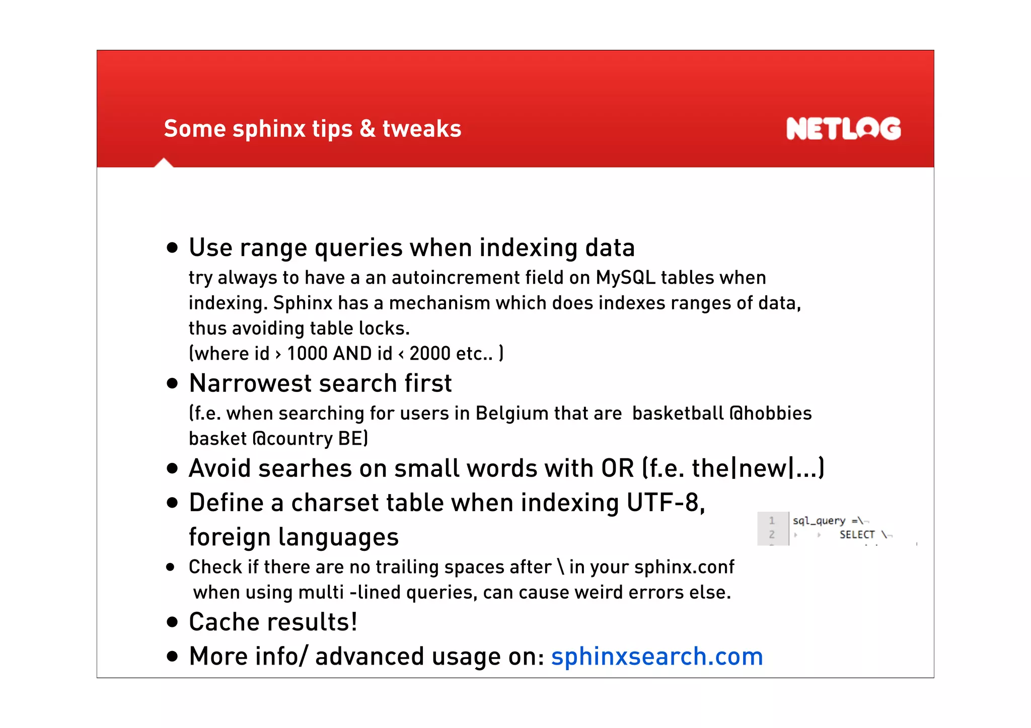Scaling / optimizing search on netlog | PPT Scaling / optimizing search on netlog | PPT