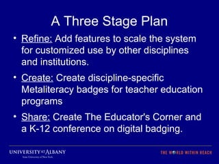 Scaling the Metaliteracy Badging System for Open SUNY: Collaborative ...