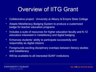 Scaling the Metaliteracy Badging System for Open SUNY: Collaborative ...
