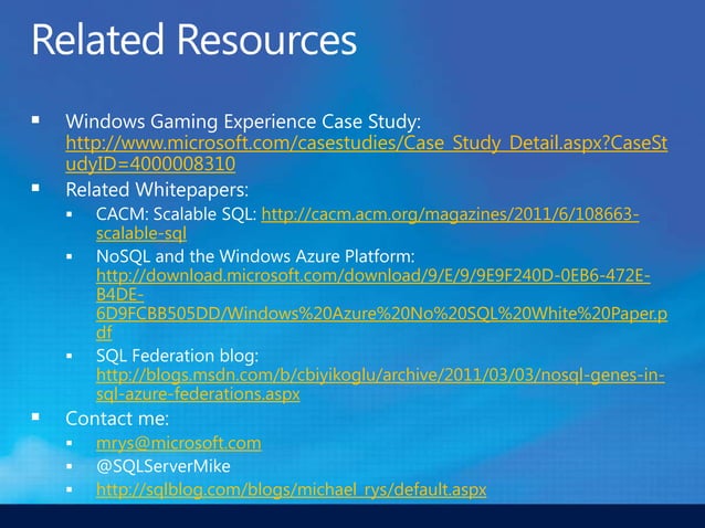 Scaling with SQL Server and SQL Azure Federations | PPT