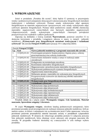 Wykonywanie prac fotograficznych metodami tradycyjnymi i technikami cyfrowymi | PDF