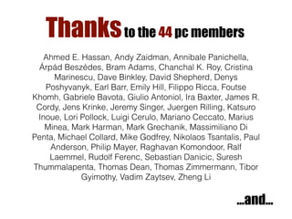 SCAM 2014 - A few notes from the Program Chairs | PPT