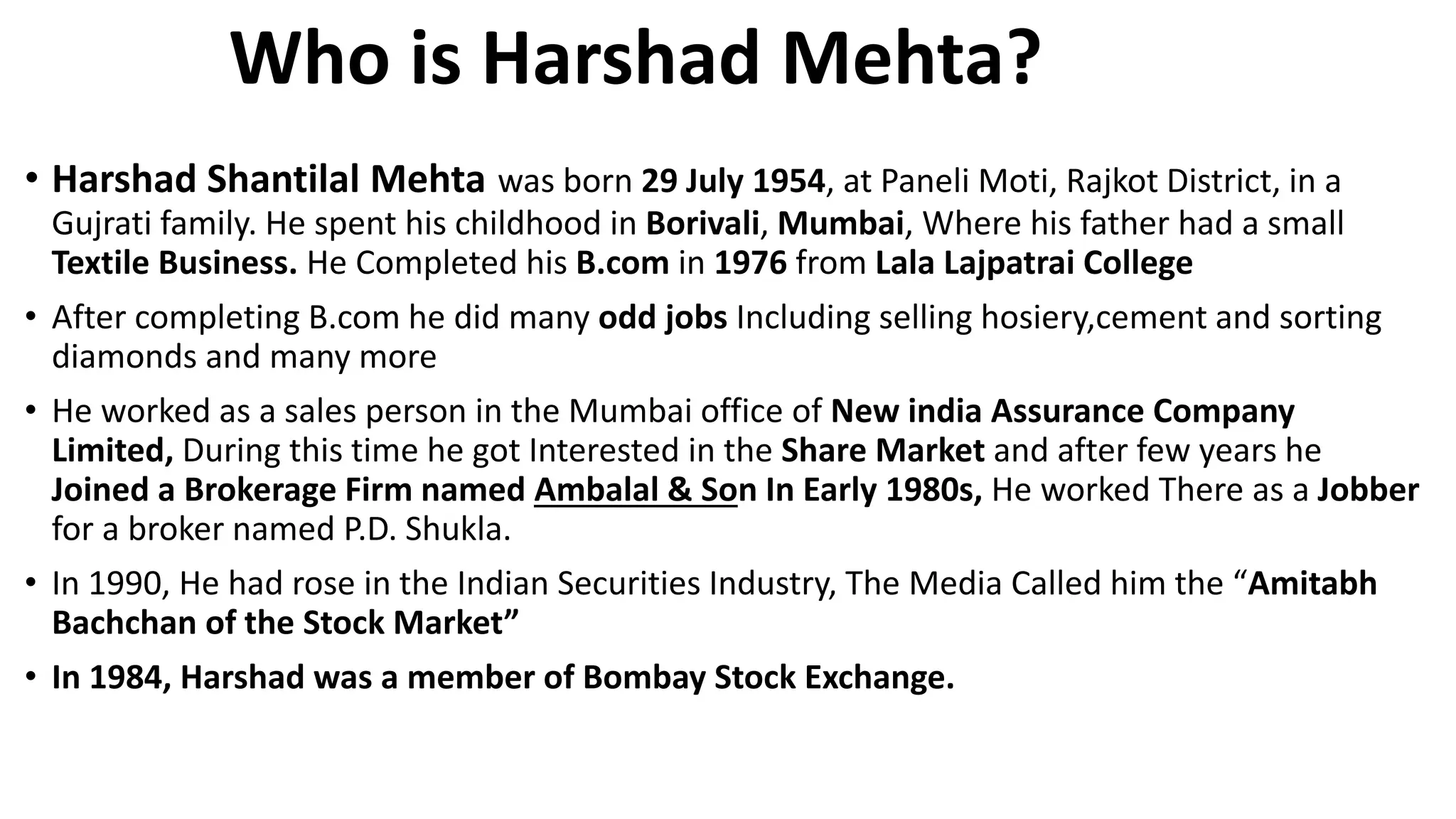 Scam 1992 Harshad mehta scam pdf download | PPTX