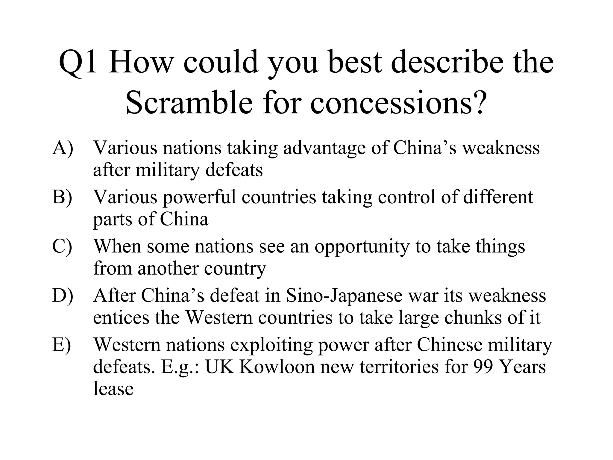 Scamble for concessions | PPT