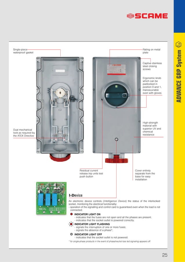 Scame Advance GRP EX ATEX Hazardous Area Zone 22 Socket (Interlocked ...