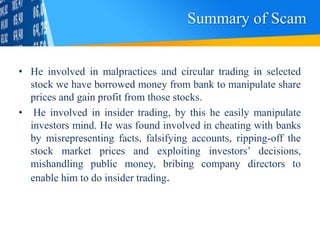 Scams in indian capital market and reforms based on that scams | PPTX