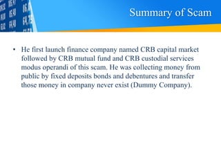 Scams in indian capital market and reforms based on that scams | PPTX