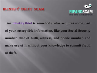 Scam types and its avoidance | PPT