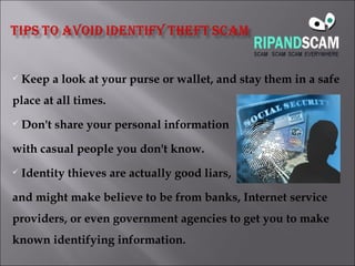 Scam types and its avoidance | PPT