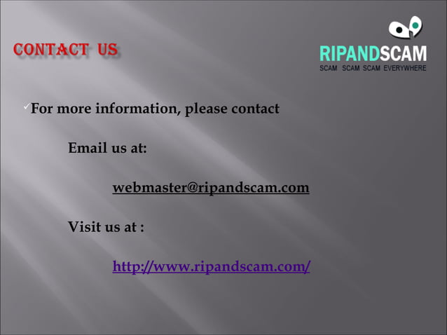 Scam types and its avoidance | PPT