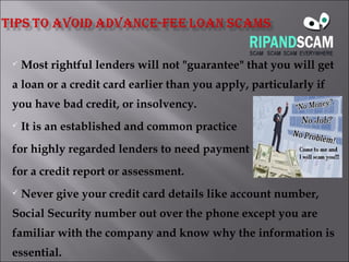 Scam types and its avoidance | PPT