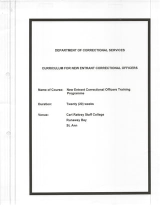 Dept.of Correctional Services - Curriculum for New Entrant Officers ...