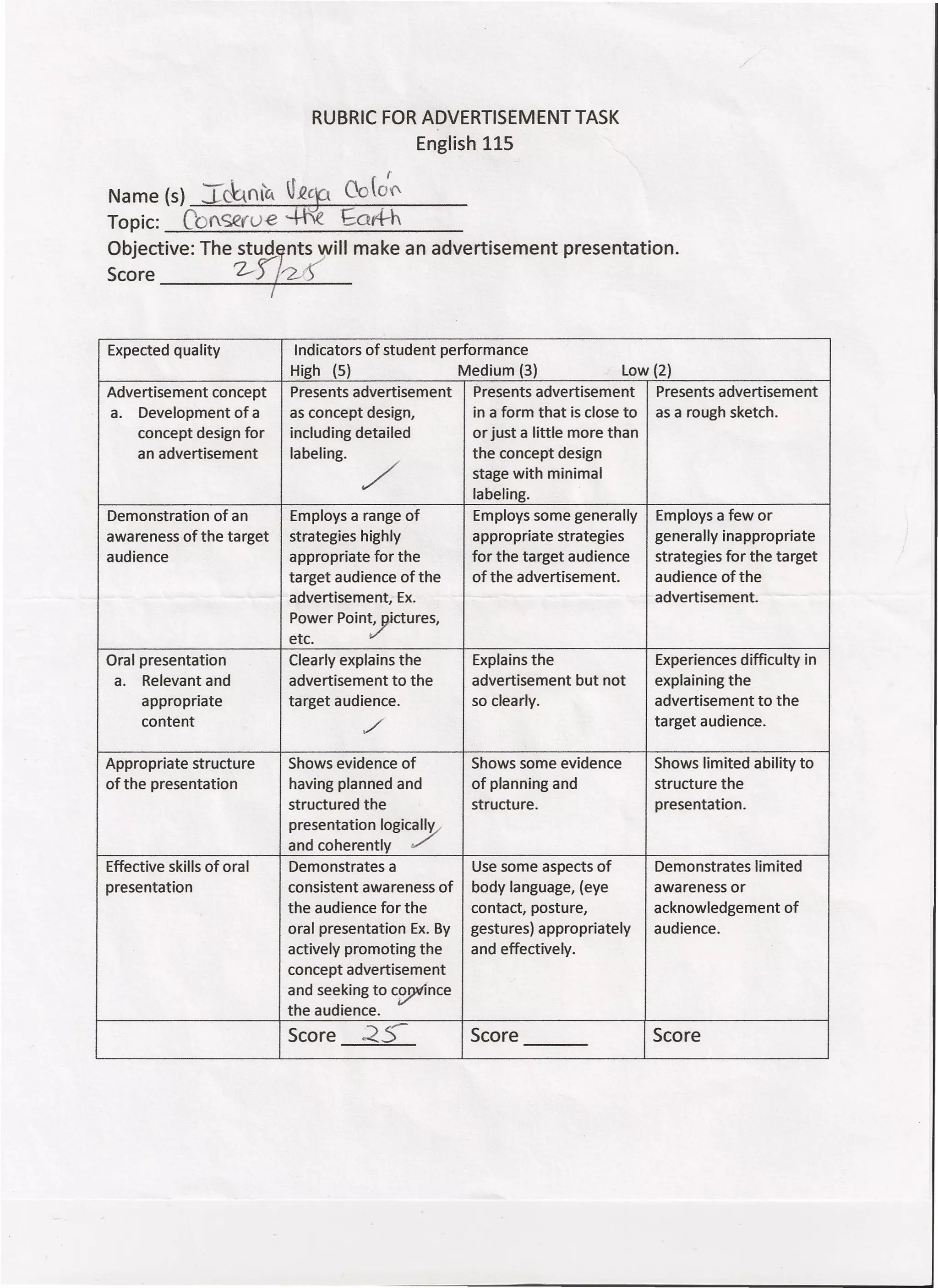 Rubric for Advertisement | PDF