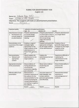 Rubric for Advertisement | PDF