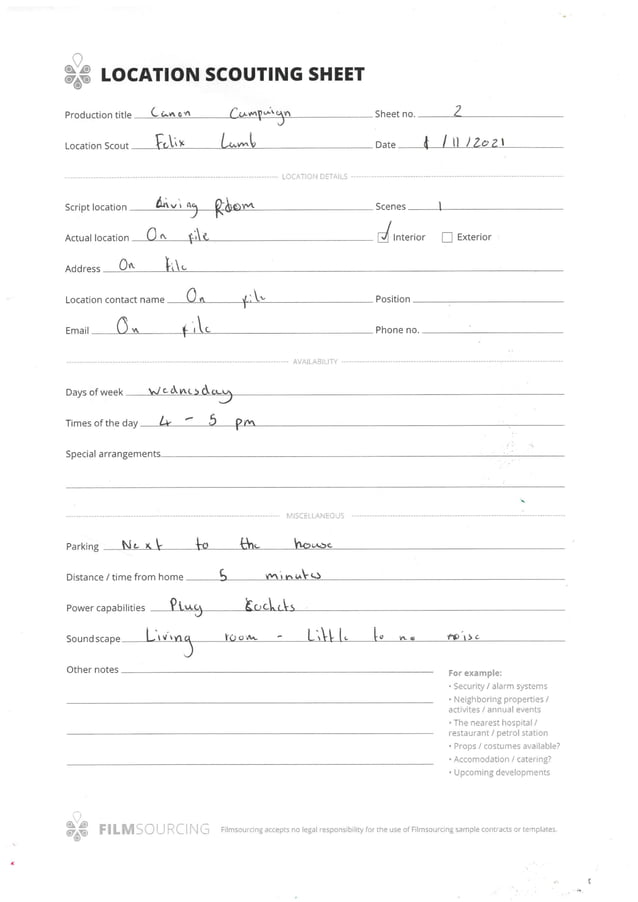 Location Release/Scouting | PDF