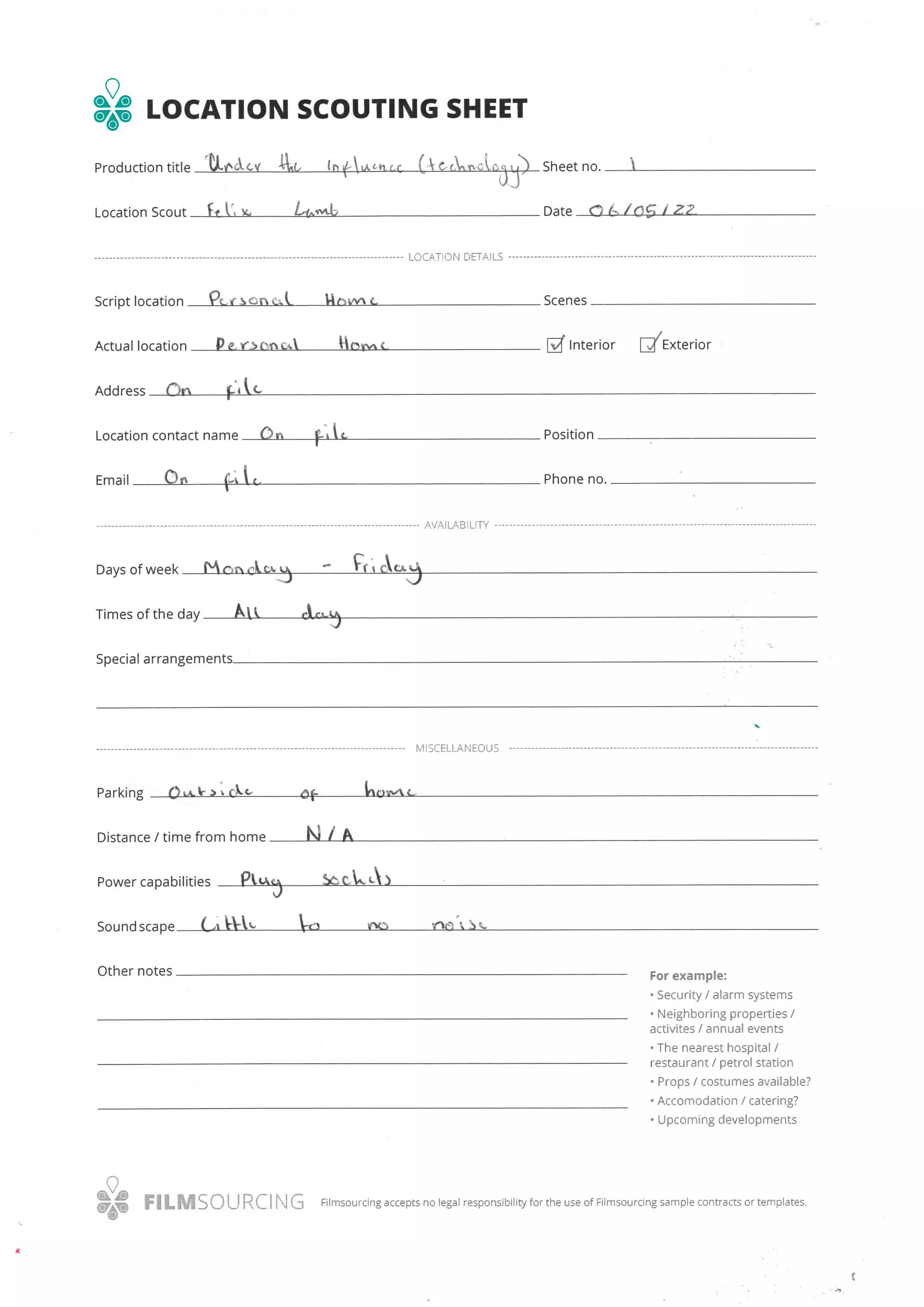 Location Release/Scouting | PDF