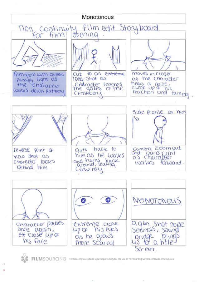 storyboard for non-continuity film opening | PDF