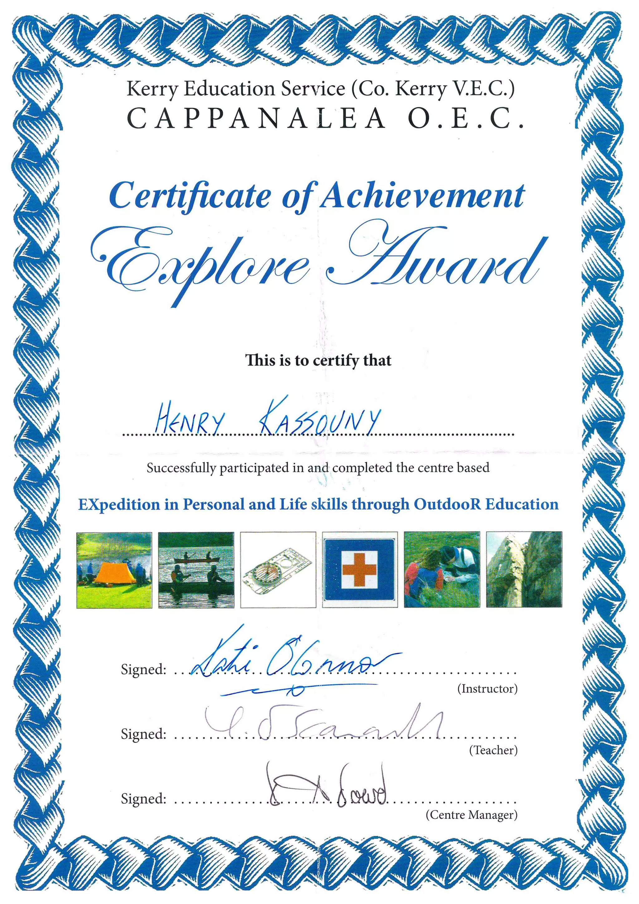 Cappanalea Exploration Certificate | PDF